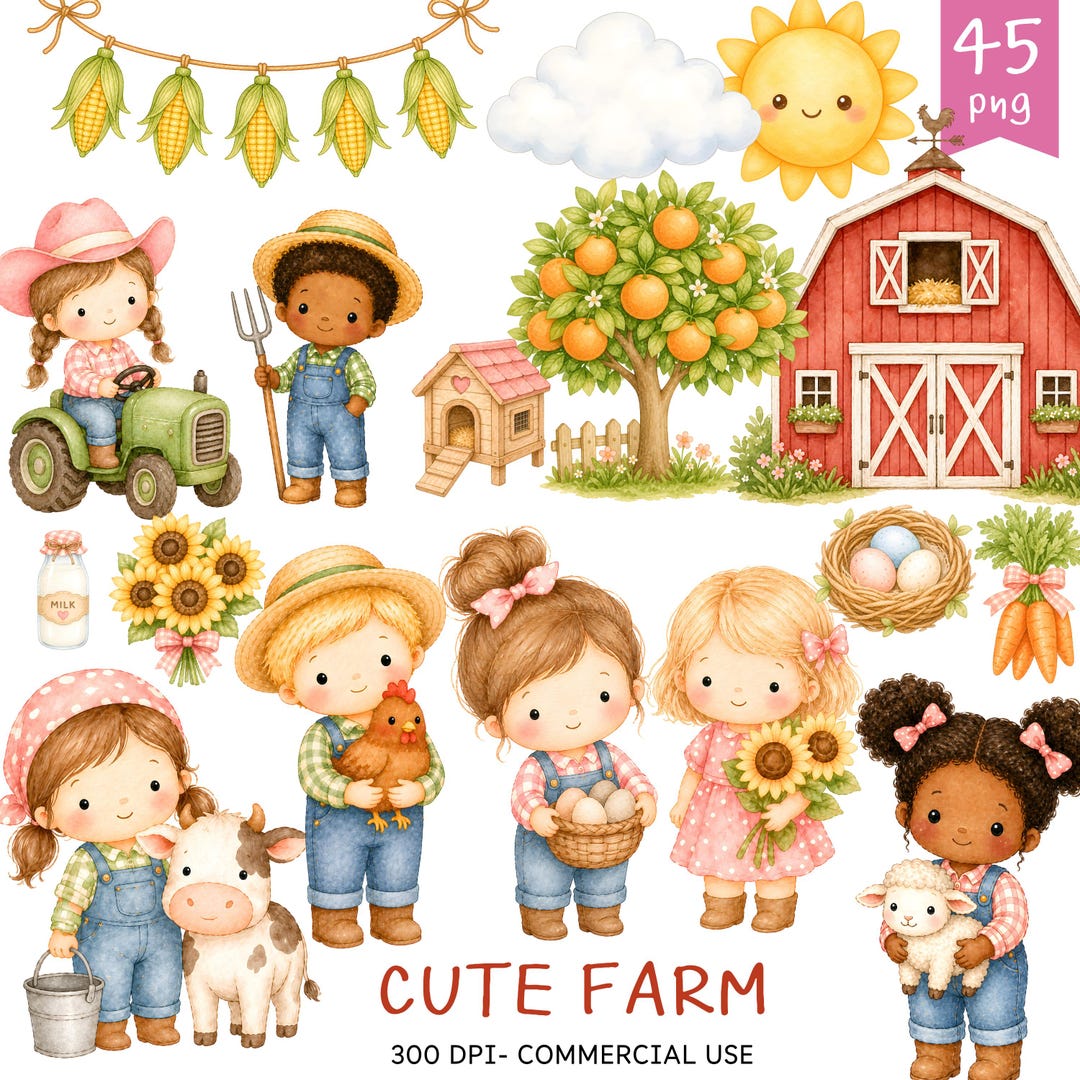 Farm Animals Clipart Cute Kid Farm Life Clip Art Animal Clipart Horse ...