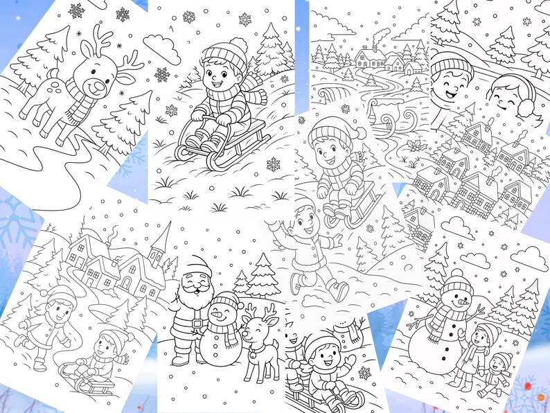 Winter Coloring Pages for Kids – 10 Snow Scenes (printable PDF Vol. 5 ...