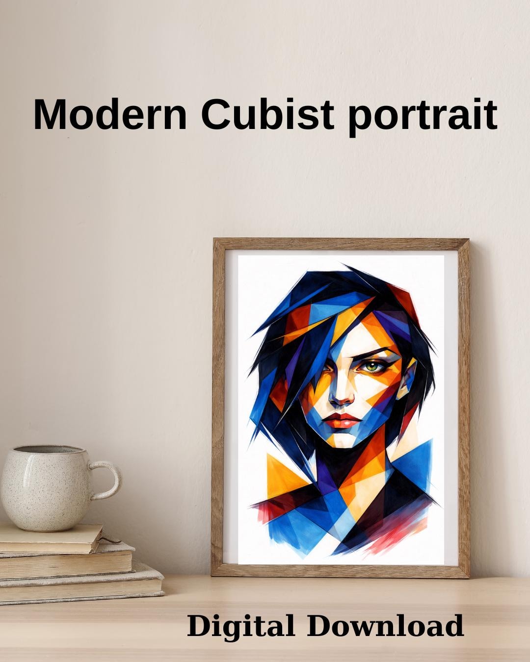 Modern Cubist Face Portrait | Abstract Geometric Wall Decor | Digital ...