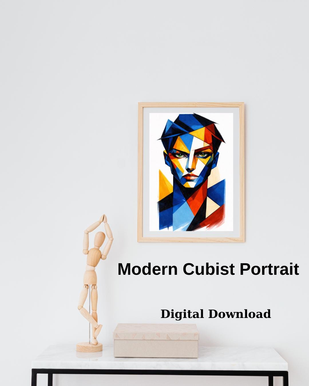 Modern Cubist Portrait | Abstract Face Wall Decor | Contemporary Cubism ...