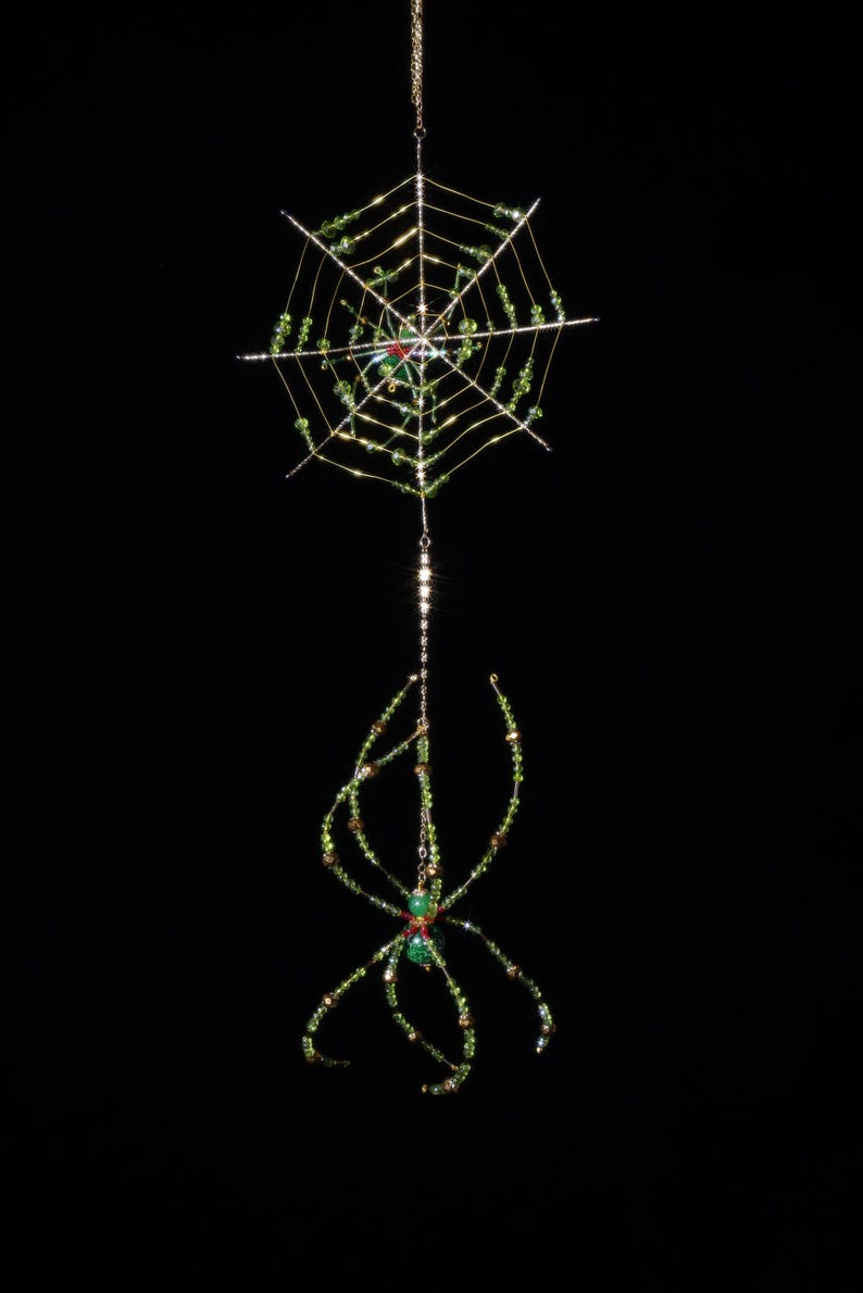 Crystal Spider Suncatcher – Rainbow Prism, Beaded Web, Gothic Boho ...