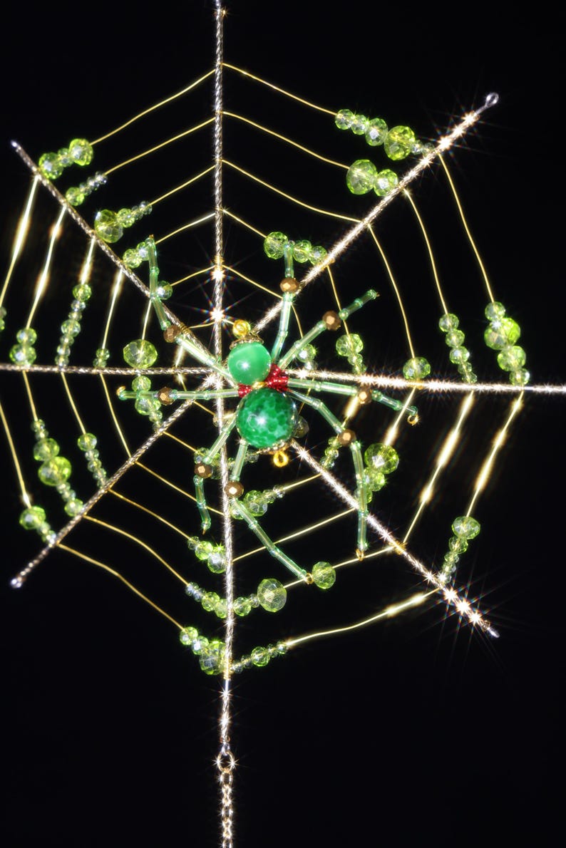Crystal Spider Suncatcher – Rainbow Prism, Beaded Web, Gothic Boho ...