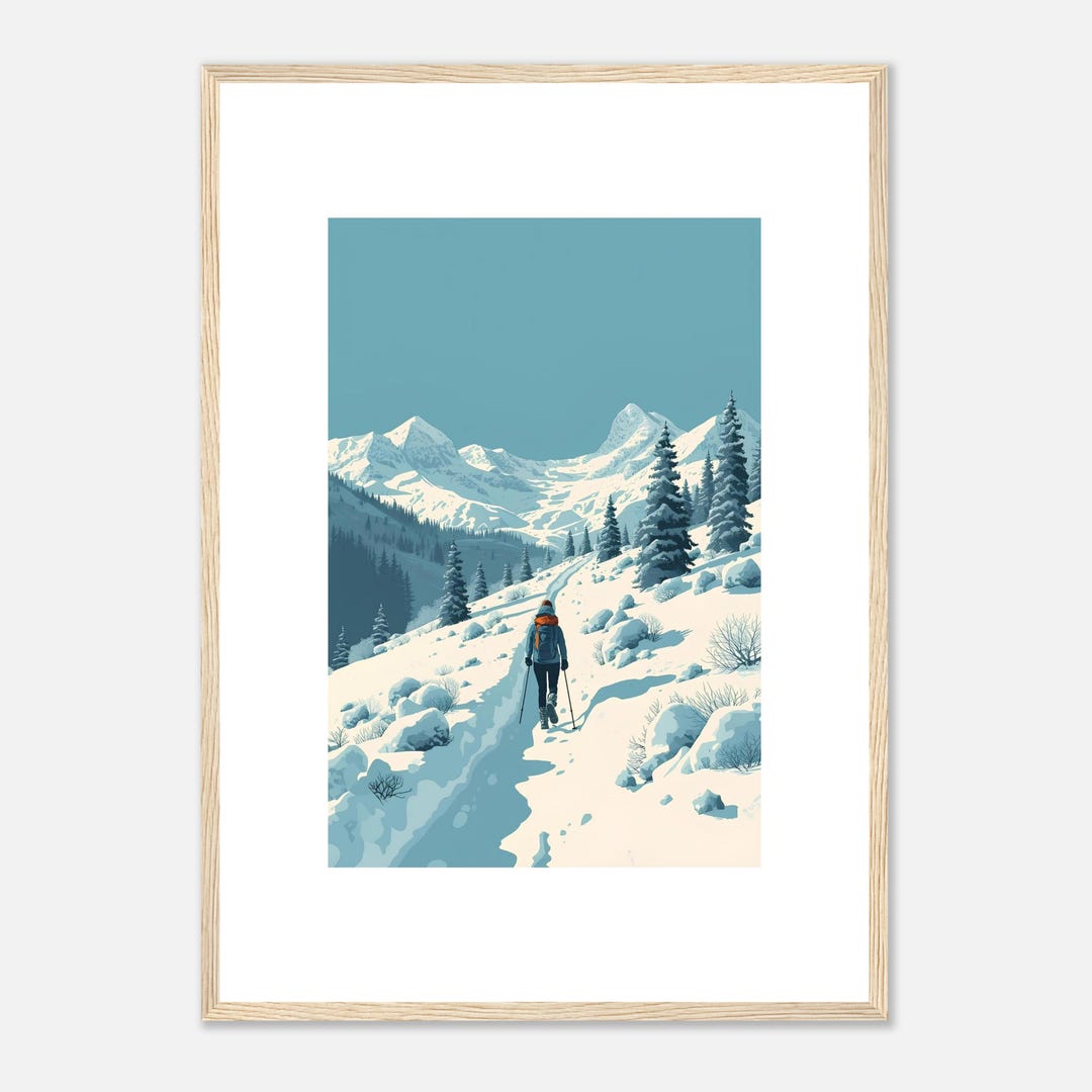 TERA Winter Hiking Poster - Wooden Frame - A2 Size (42 X 59.4cm ...