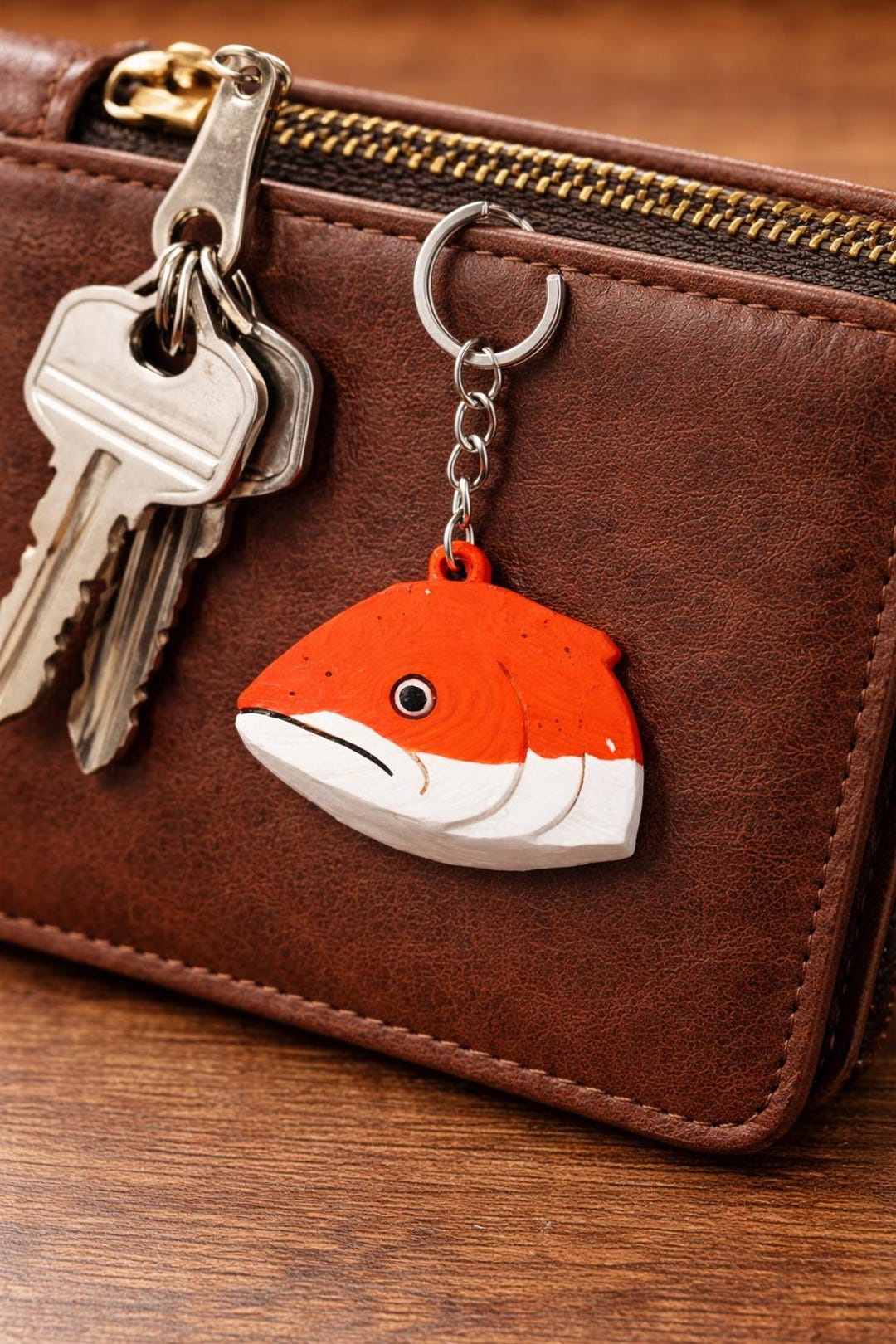 Salmon Head 3D Printed Keychain – Hand-painted Fish Art, Unique ...