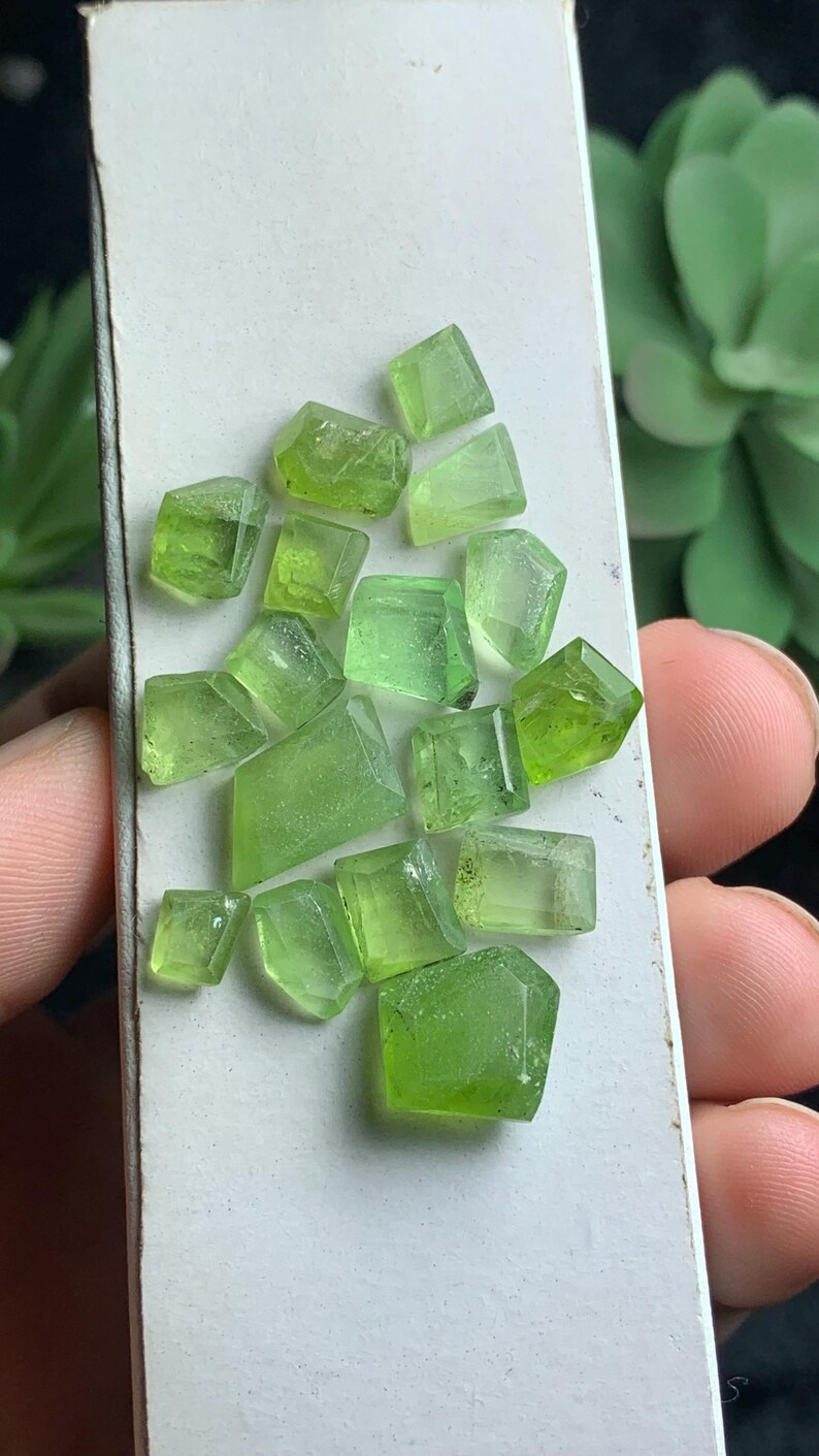 37 Carats Green Color Natural Peridot “double Side Faceted” Lot for ...