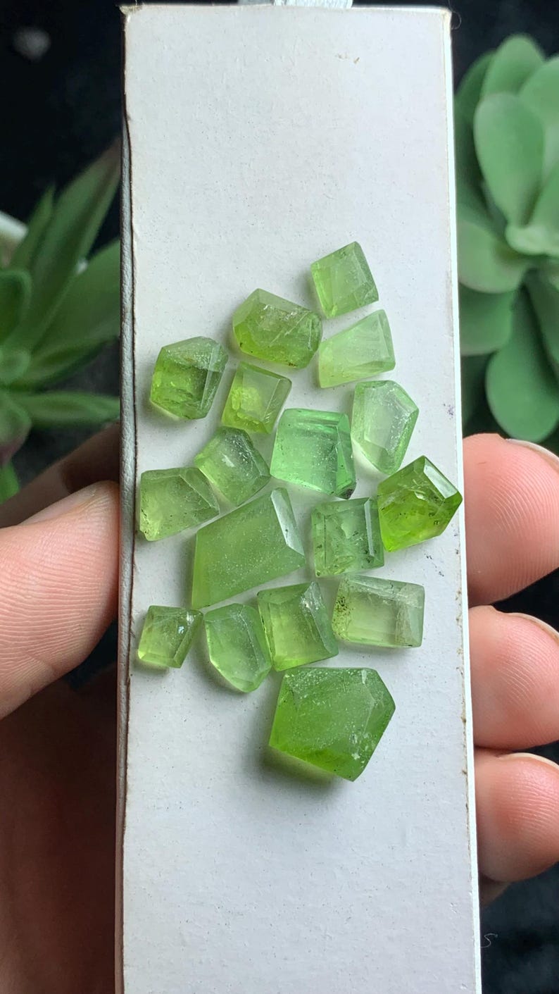 37 Carats Green Color Natural Peridot “double Side Faceted” Lot for ...