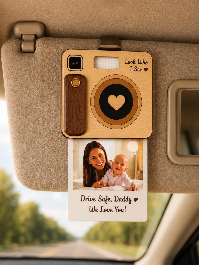 Personalized Car Visor Photo Clip, Custom Drive Safe Daddy Car Charm ...