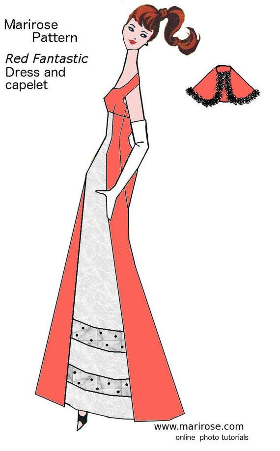 PDF Pattern red Fantastic Dress and Capelet - Etsy