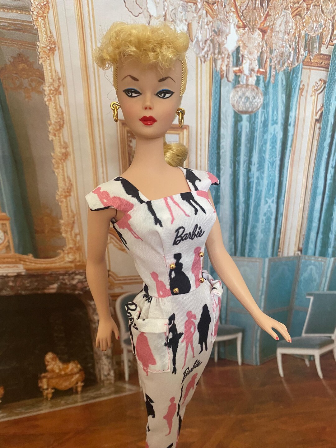 Marirose "silhouette Graphics" Sheath for Barbie Aqua, White and Black ...