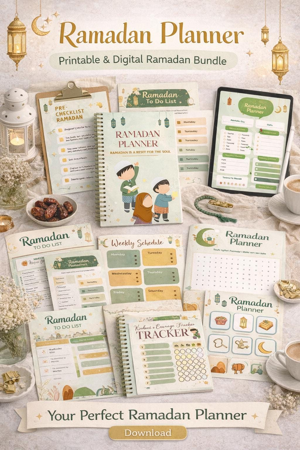 The Joyful Ramadan Planner: Trackers, Games, Flash Cards & Meal Prep - Etsy