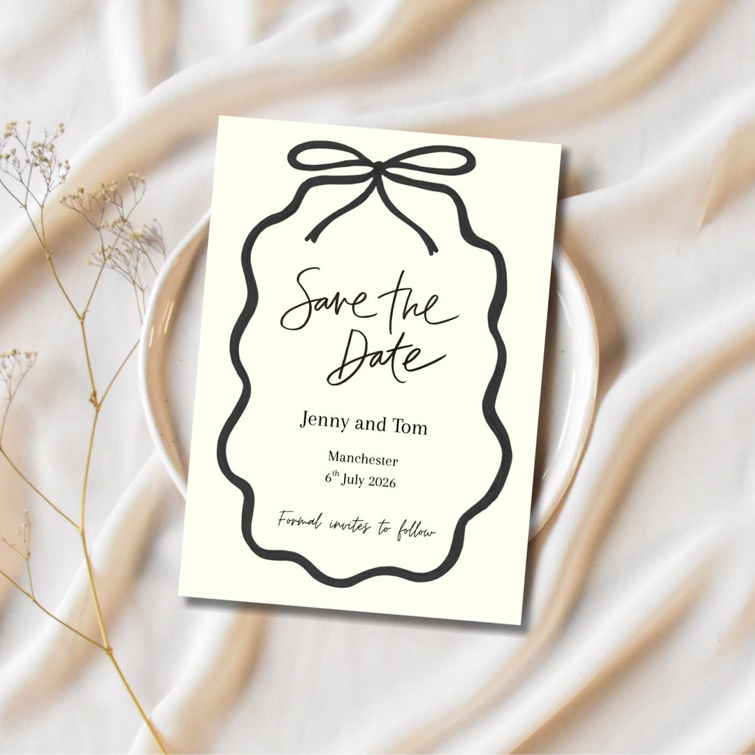 Curvy Bow Border Template - Hand Drawn, Customisable Digital Template ...