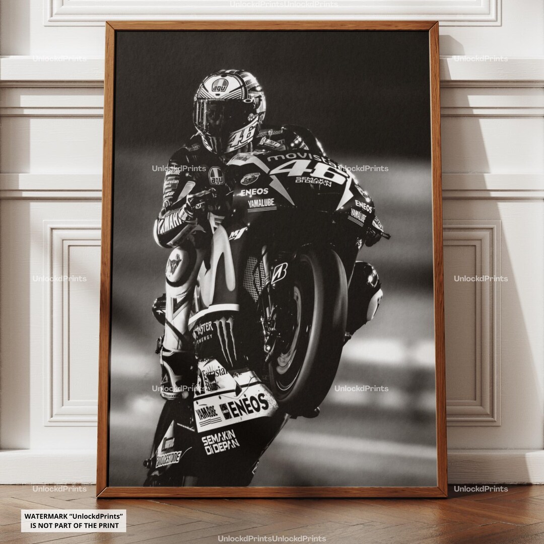 Valentino Rossi Poster, Rossi Yamaha Wall Art, Framed Rossi Motogp ...