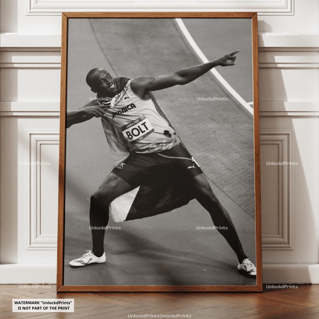 Usain Bolt Poster, Usain Bolt Decor, Framed Bolt Print, Track and Field ...