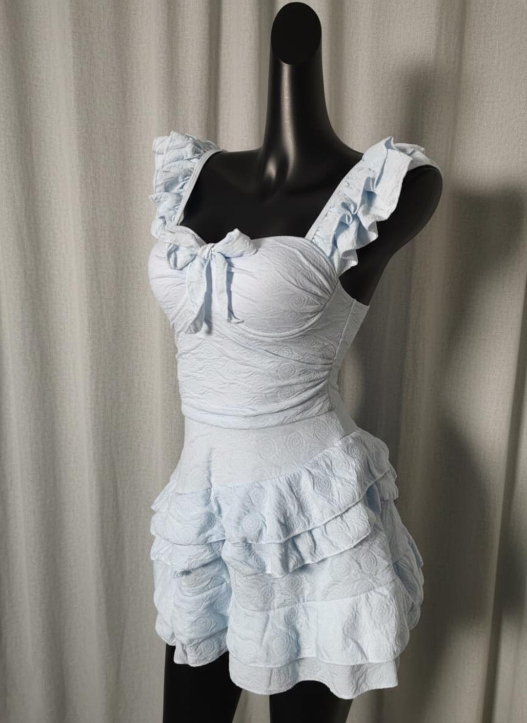 Pastel Blue Ruffle One-piece Swimsuit, Coquette Cottagecore Fairy ...