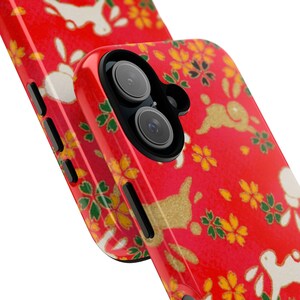 Sakura & rabbit red iPhone Case, Japanese Kimono Pattern Phone Cover ...