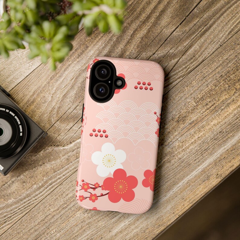 Japanese Pattern Phone Case Pink Floral Design Asian Style Protective ...