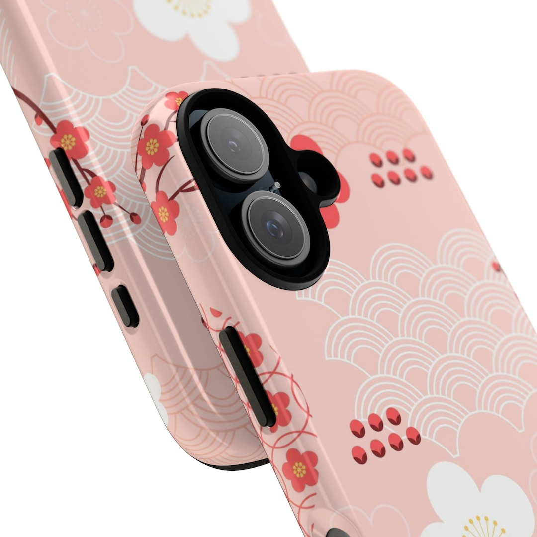 Japanese Pattern Phone Case Pink Floral Design Asian Style Protective ...