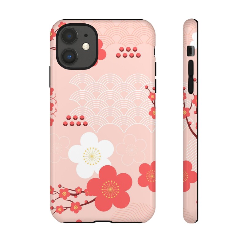 Japanese Pattern Phone Case Pink Floral Design Asian Style Protective ...