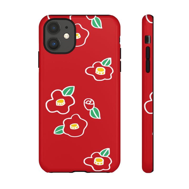 Red Camellia Japanese iPhone Case, Traditional Floral Kimono Pattern ...