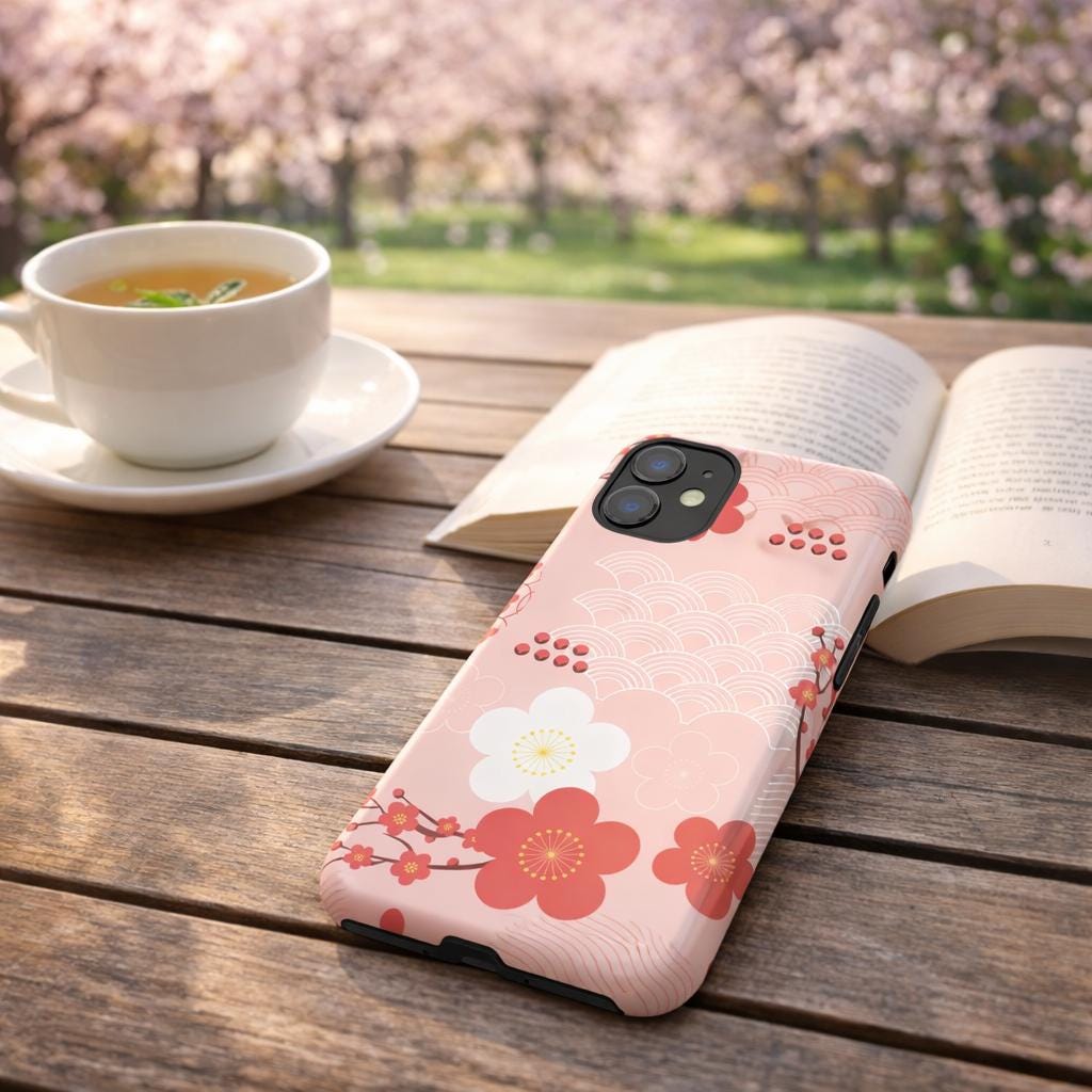 Japanese Pattern Phone Case Pink Floral Design Asian Style Protective ...