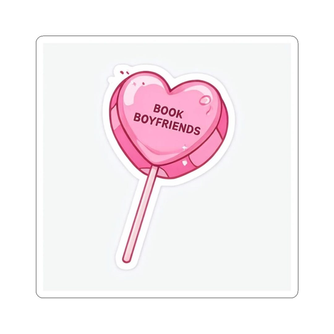 Book Boyfriends Sticker | Kiss-cut Sticker, Heart Lollipop Design - Etsy