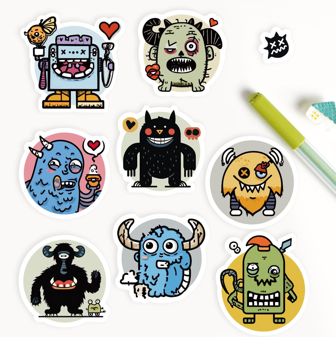 Monster Sticker #012 / Original Design, Cute Vinyl Sticker, Matte ...