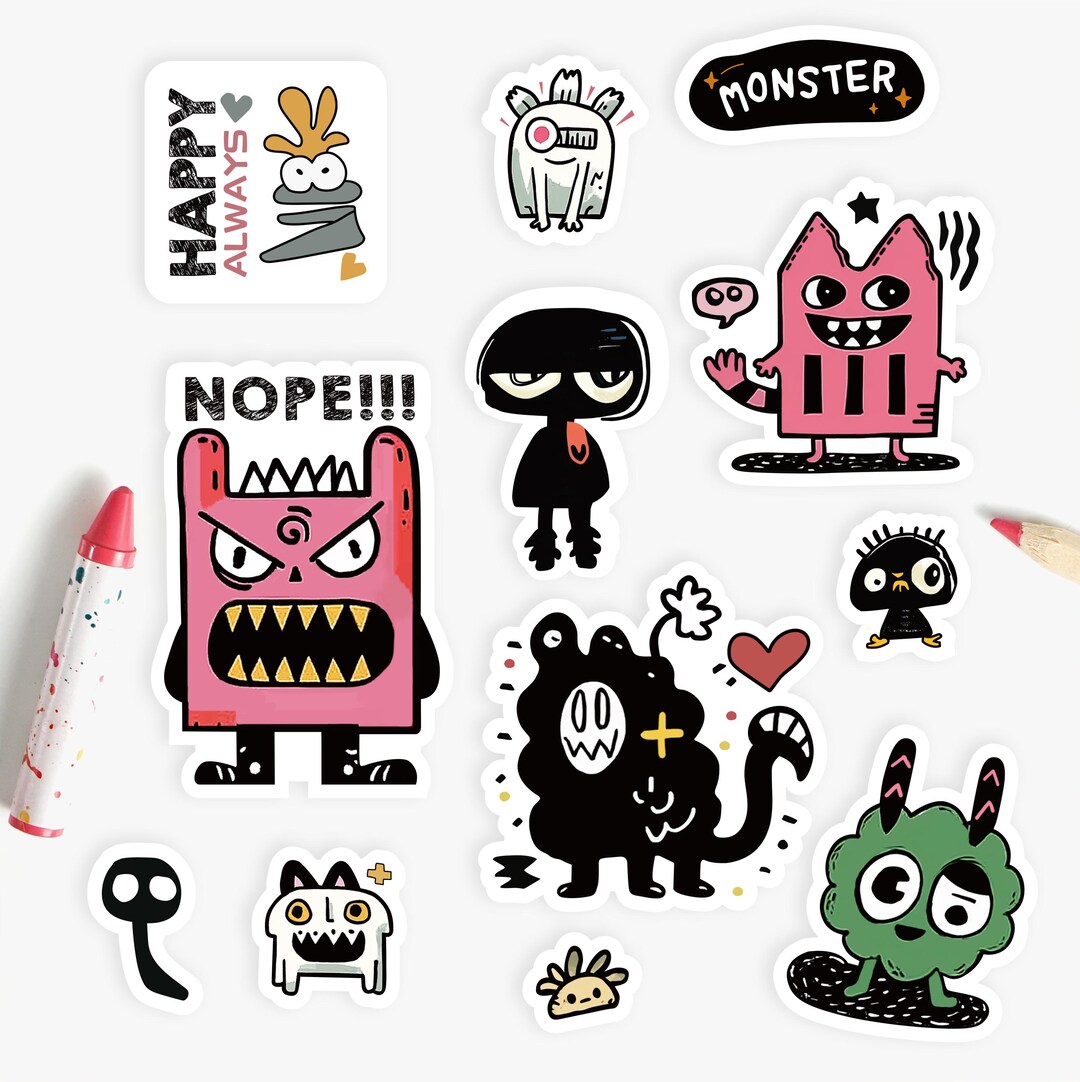 Monster Sticker #015 / Original Design, Cute Vinyl Sticker, Matte ...
