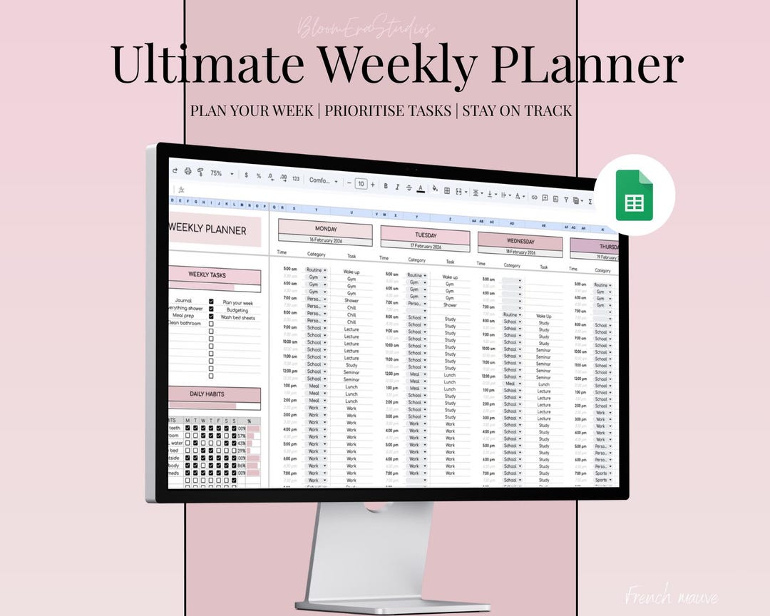 Weekly Productivity Planner | Hourly Schedule + Checklist - Etsy Australia