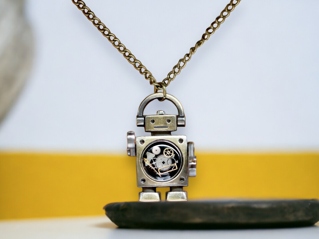 Funky Robot Necklace/steampunk Robot/android Pendant/fantasy Robot ...