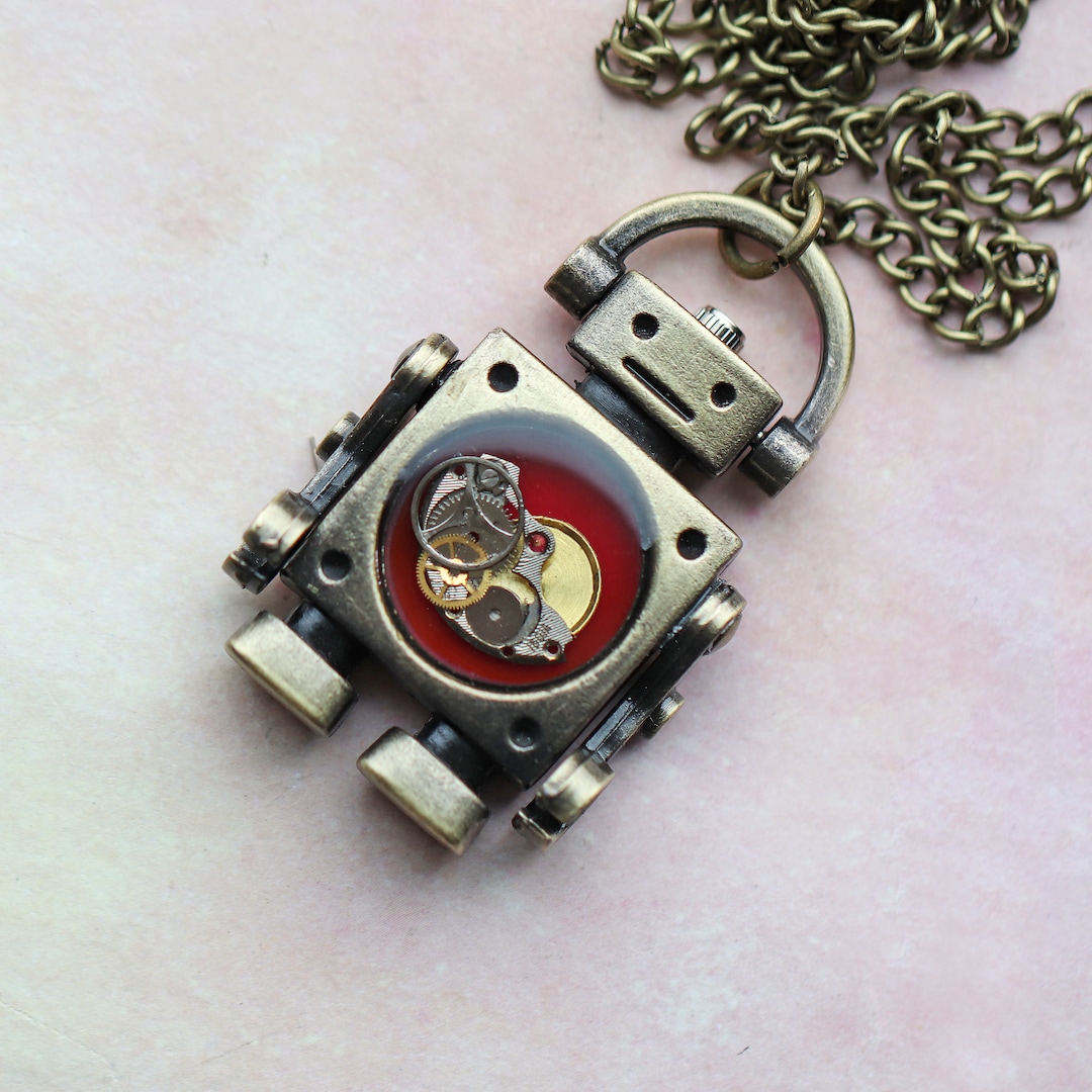 Funky Robot Necklace/steampunk Robot/android Pendant/fantasy Robot ...