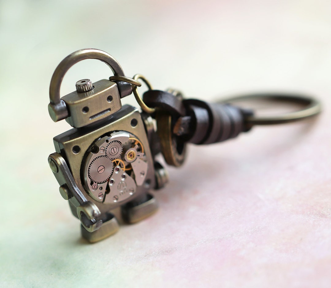 Funky Robot Keychain/steampunk Robot/android Keychain/fantasy Robot ...
