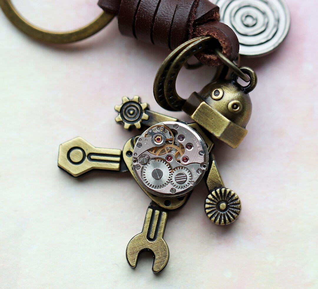 Funky Robot Keychain/steampunk Robot/watch Movement Keychain/birthday ...