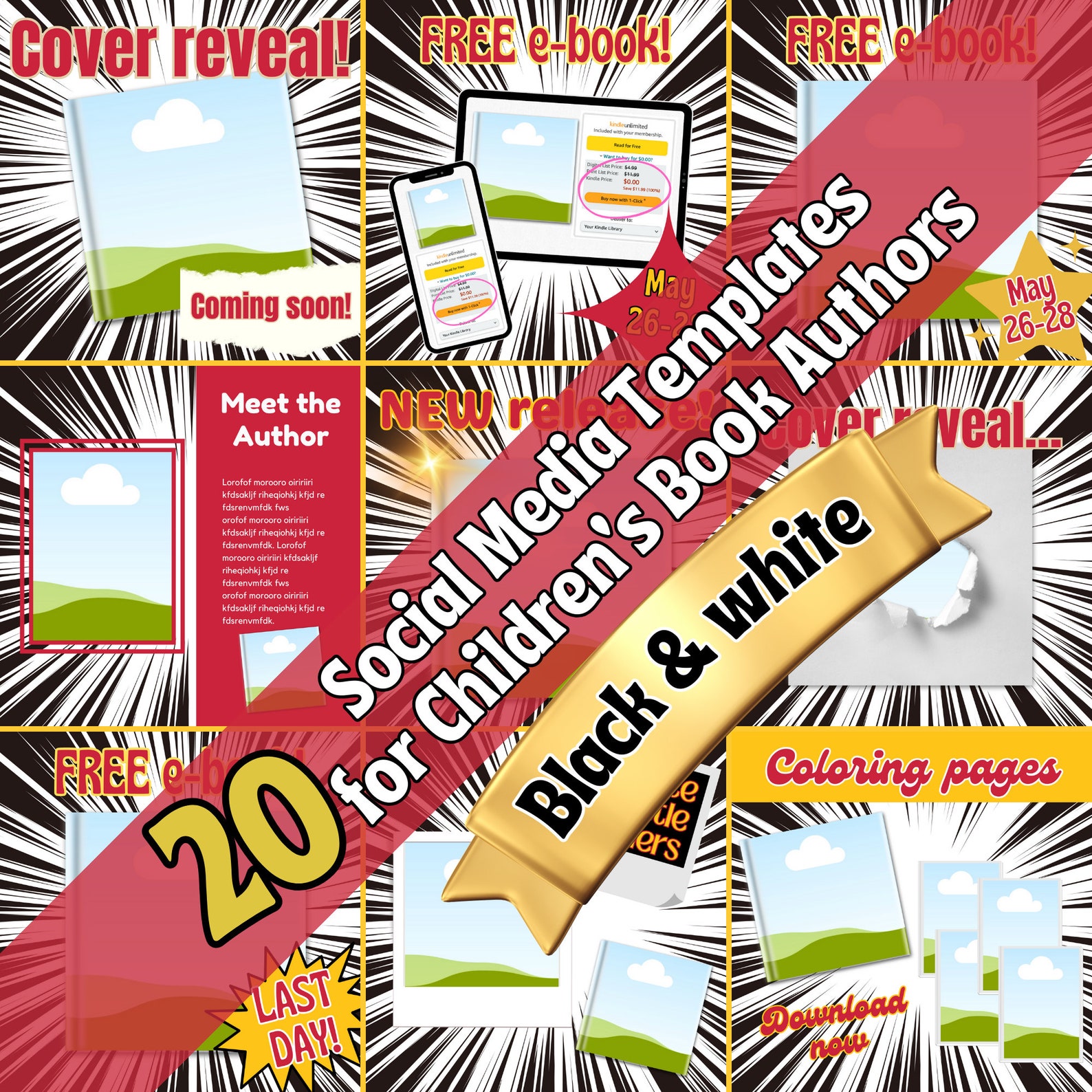 Social Media Graphics for Authors - INSTANT DOWNLOAD – 3D Book Cover ...