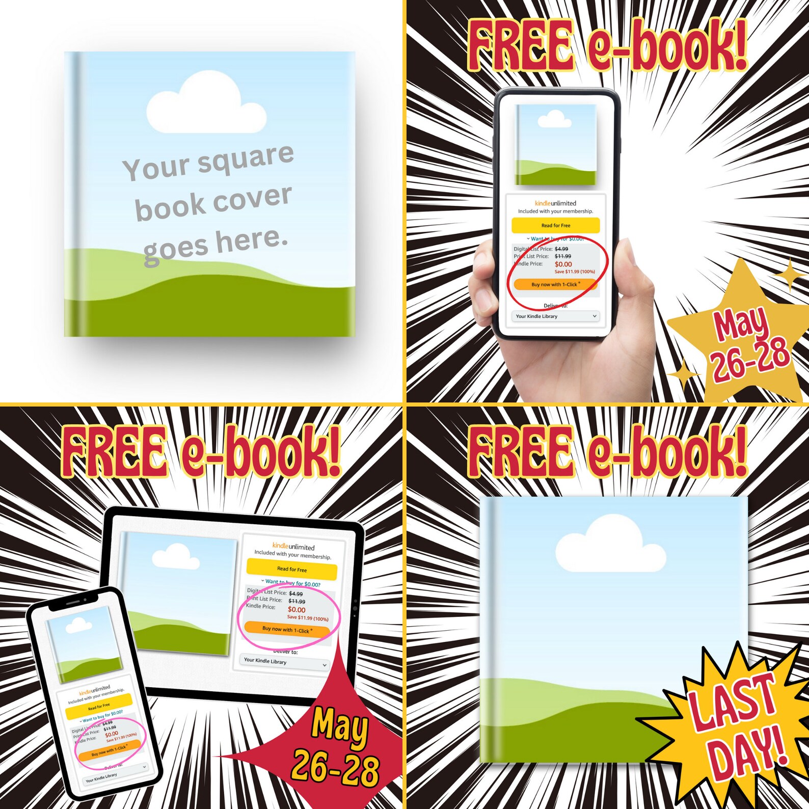 Social Media Graphics for Authors - INSTANT DOWNLOAD – 3D Book Cover ...