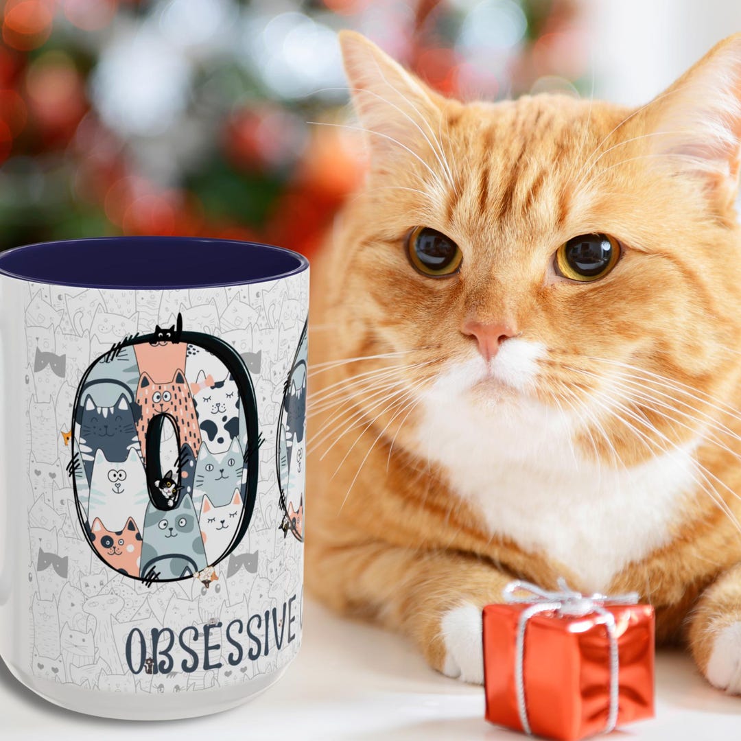 Cat Lover Coffee Cup, OCD Obsessive Cat Disorder Funny Mug, Gift for ...