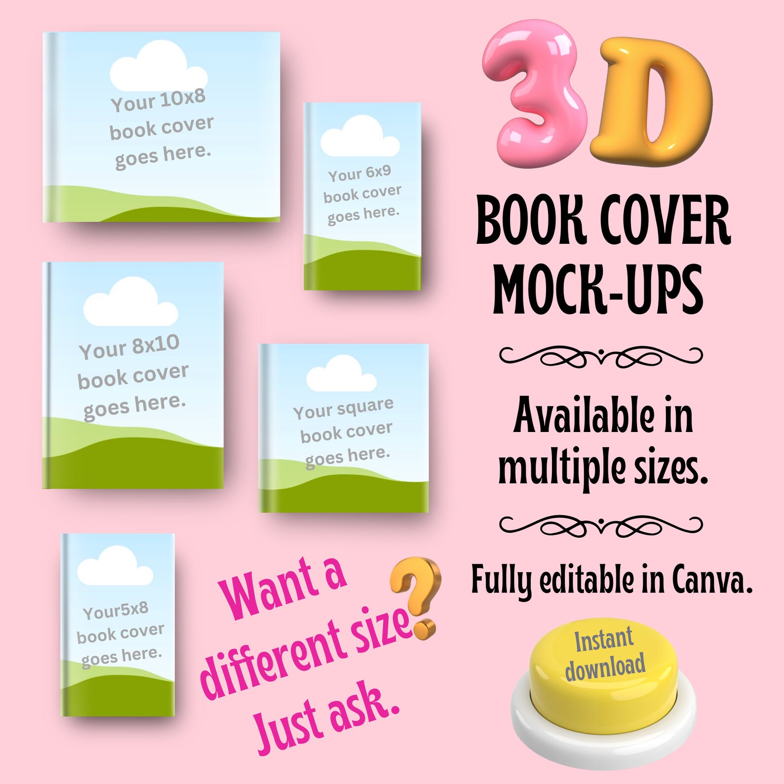 Childrens Book Authors - 3D Book Cover Mock-up – Square Book Cover ...