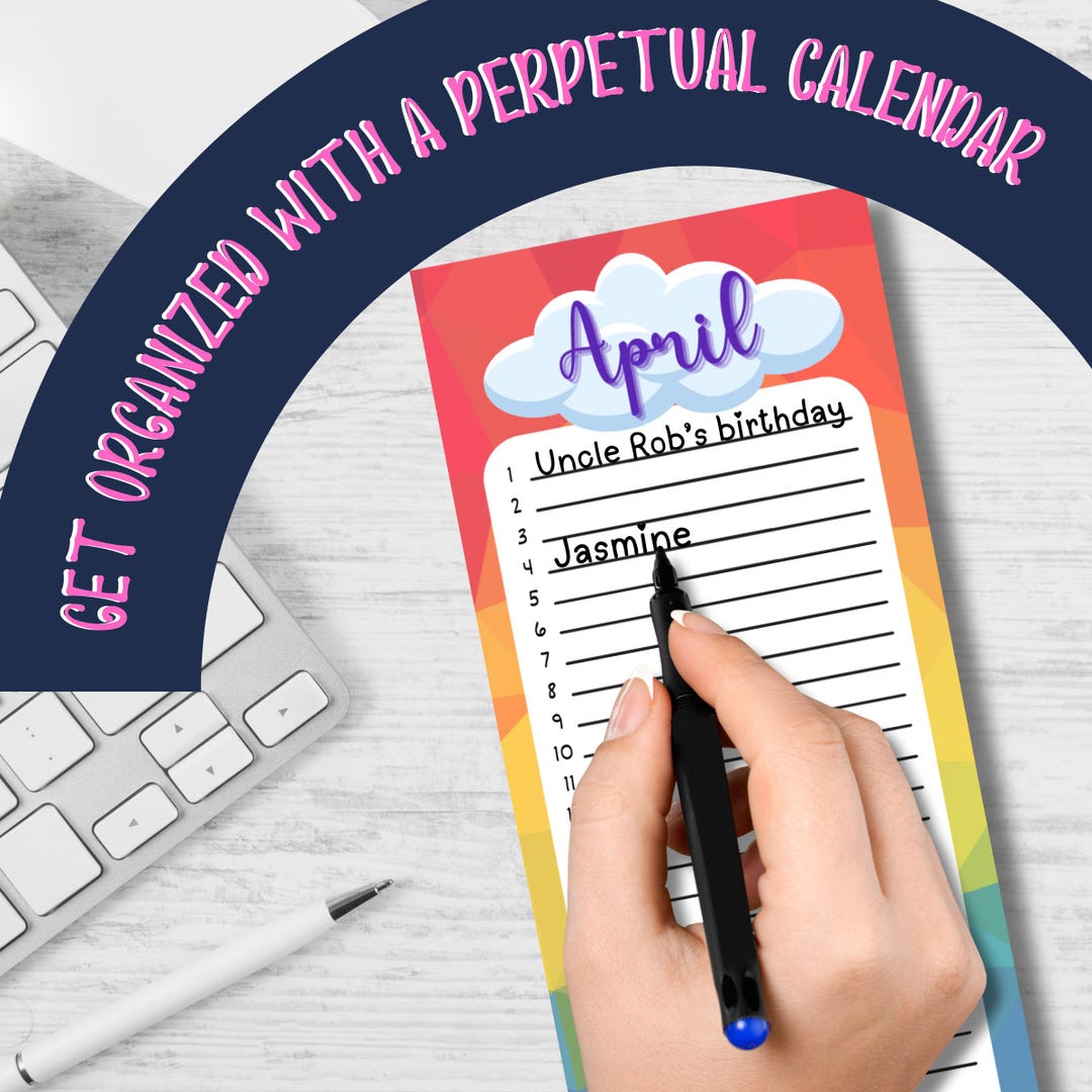 Perpetual Calendar - Digital Download, Customize in Canva, Organize ...