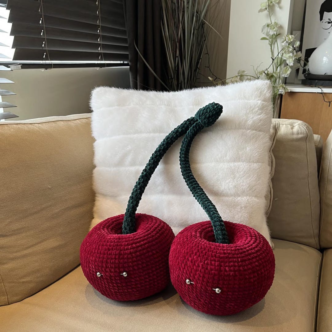 Knotty Cherry Crochet Pattern PDF | Jumbo Cherry Pillow | Fun & Naughty ...