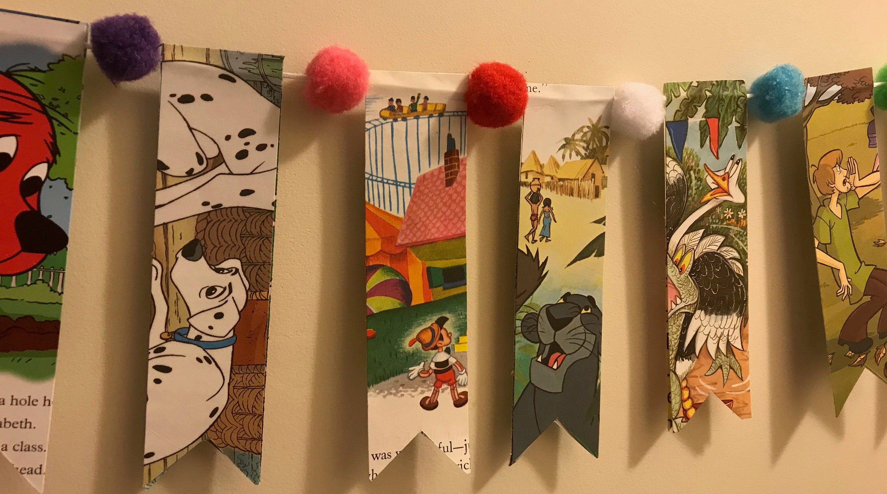 Storybook Banner Garland With Pom Poms for Baby Shower, Children's ...