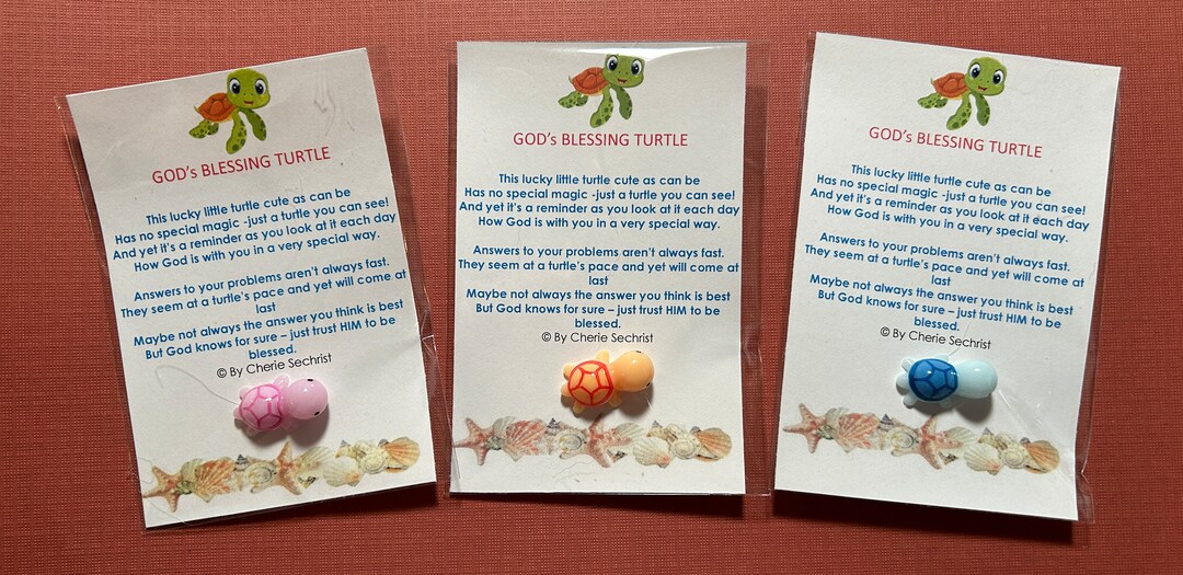 God's Blessing Prayer Turtle Reminder With Poem and Little Turtle - Etsy