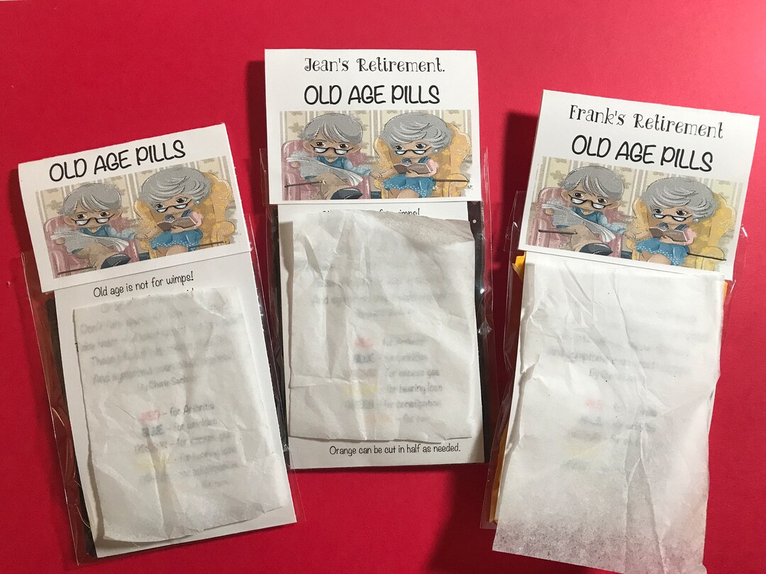 Six Packs Old Age Pills With M&m's and Cute Poem for Fun and Retirement ...