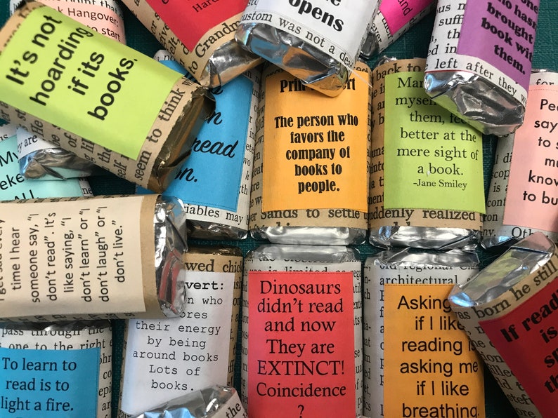 24 Book Lover Sayings Hershey Miniature Wrapped Candy Bars for Book ...