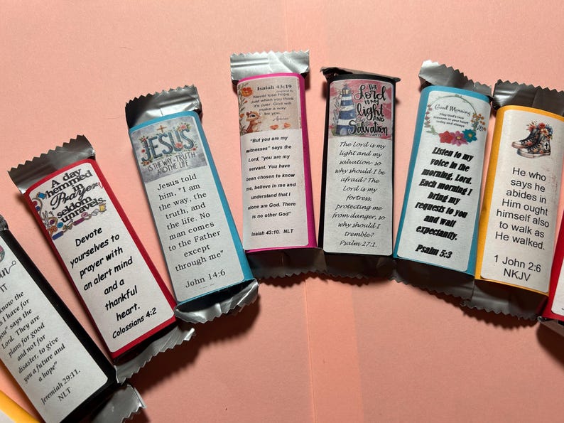 Set of 12 Fully Assembled Christian Faith Scripture Snack Size Candy ...