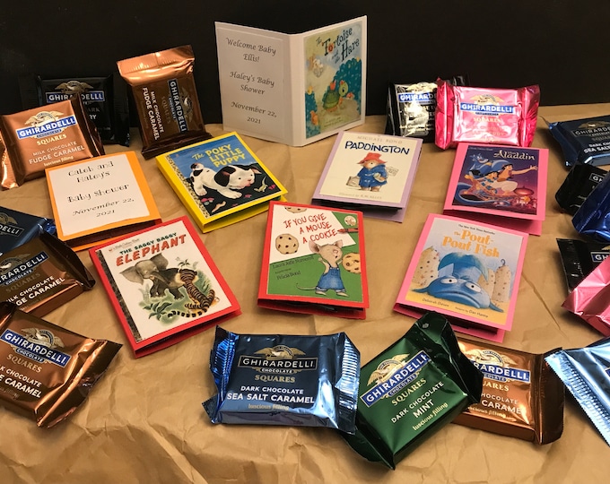 Set of 12 Storybook Favors With Full Size Ghirardelli Chocolate Square ...