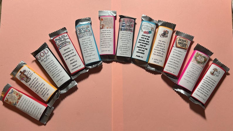 Set of 12 Fully Assembled Christian Faith Scripture Snack Size Candy ...