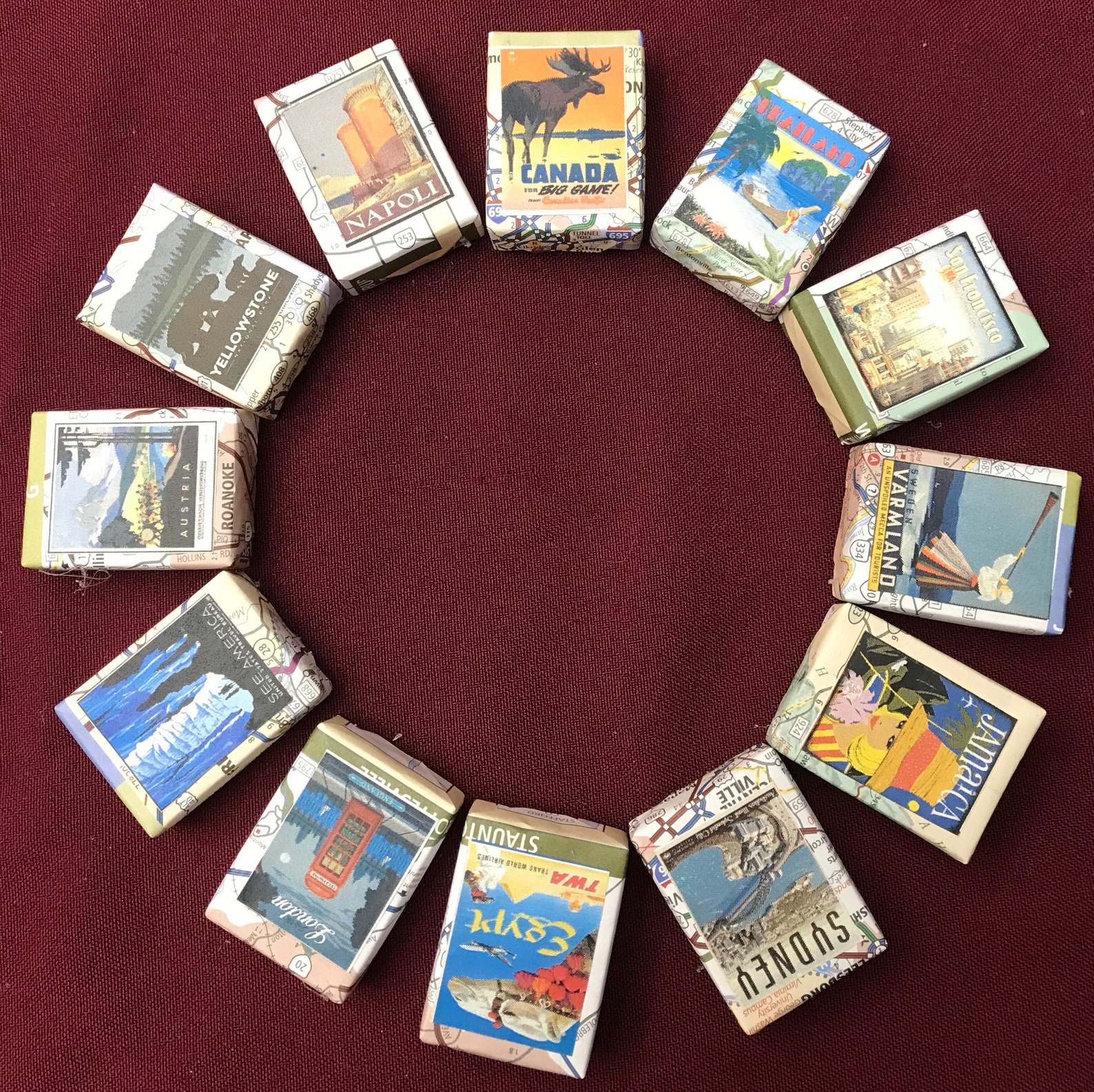 Twelve Map Mini Guest Soaps With Vintage Travel Posters for Wedding ...