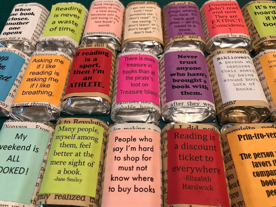 24 Book Lover Sayings Hershey Miniature Wrapped Candy Bars for Book ...