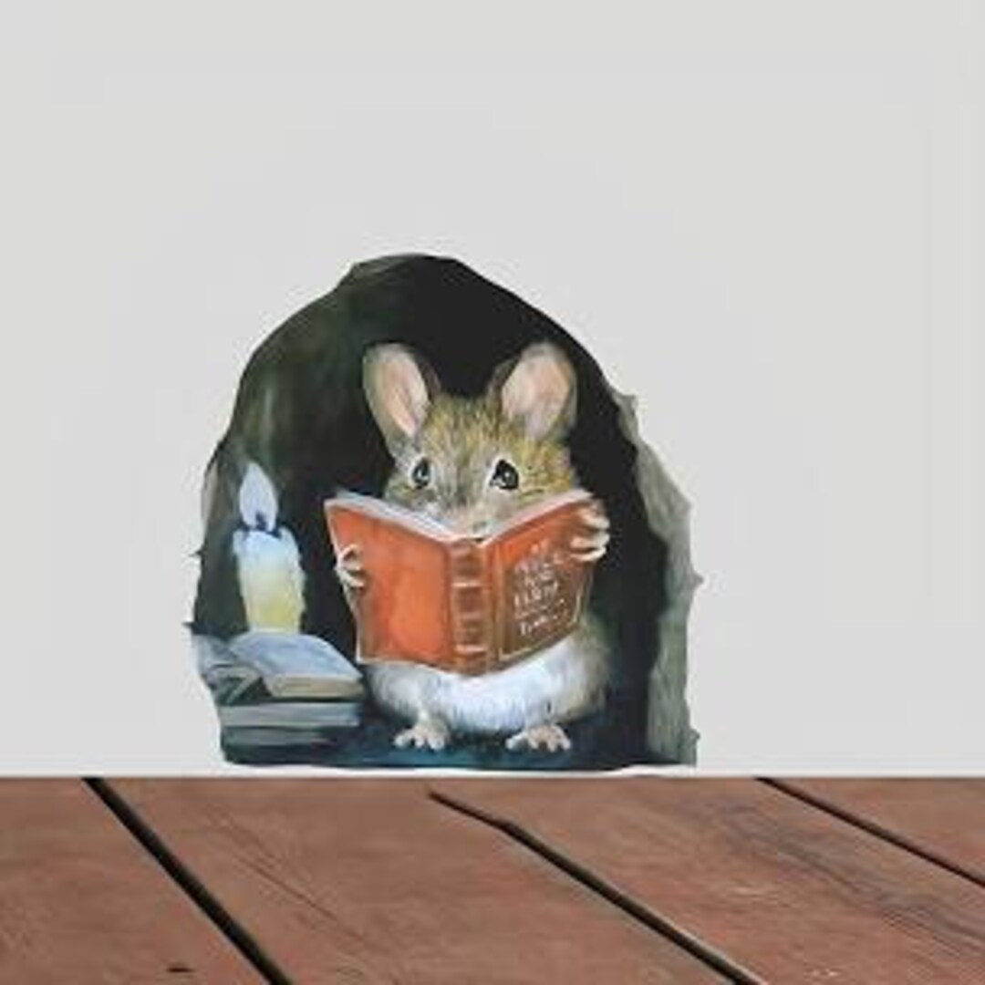 Book Reading Mouse Decal Sticker for Wall, Laptop, Car, and More. Great ...