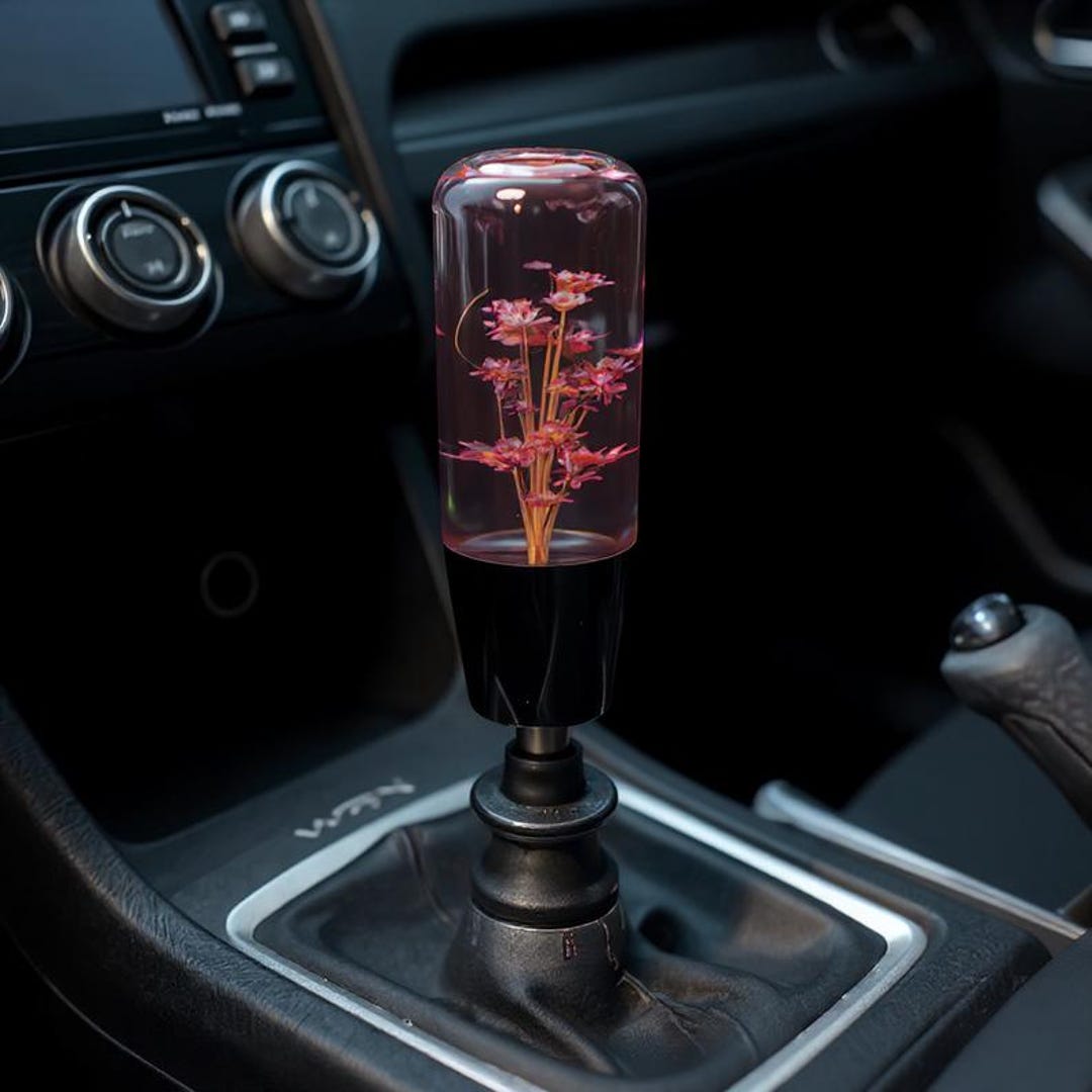 Floral Resin Gear Shift Knob – Transparent Flower Car Shifter ...