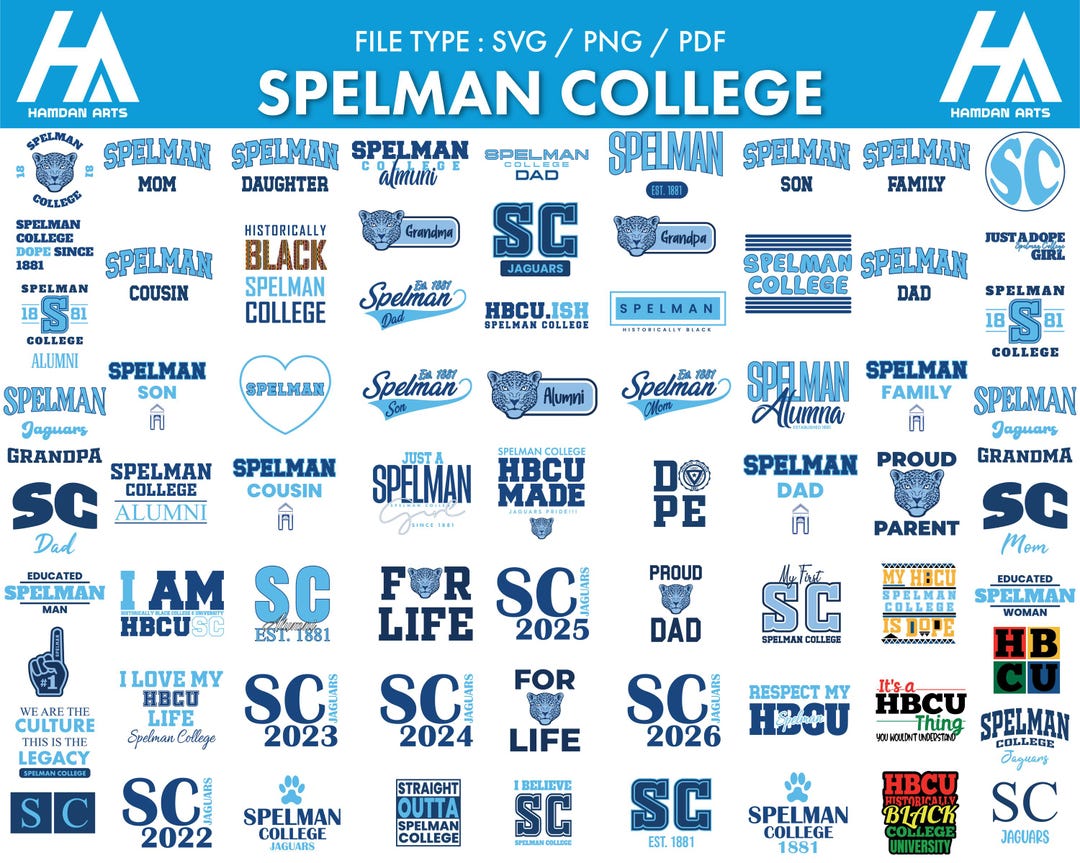 HBCU Pride Spelman College Svg Bundle Spelman Jaguars Svg SC 1881 Png ...